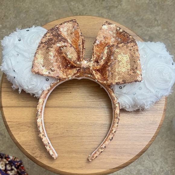 Disney | Accessories | White And Rose Gold Minnie Mouse Ears | Poshmark